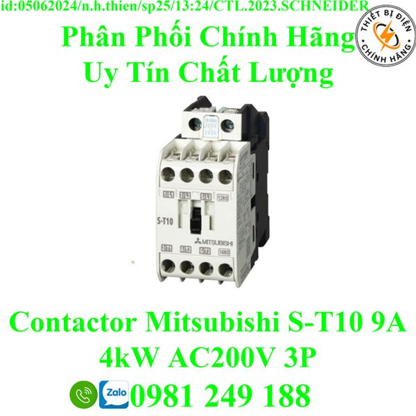 Contactor Mitsubishi S-T10 9A 4kW AC200V 3P – thietbidienchinhhang