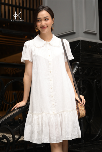 Đầm Suông Linen Cổ Lá Sen Đuôi Cá - Duyên Dáng & Thanh Lịch | KENOSHO – Kenosho