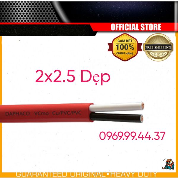 Dây điện Daphaco đôi dẹp 2 lớp vỏ 2x2.5 ( bán theo mét) - màu ngẫu nhi – Nianshop