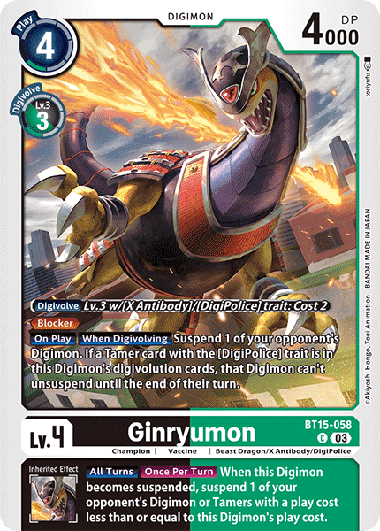 Thẻ bài Digimon BT15-058 - Ginryumon - Digimon - Common – The Elite Card Game Store