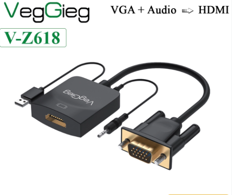 Cáp chuyển VGA sang HDMI VEGGIEG V-Z 618 ( audio + nguồn phụ ) vi tính Hoàng Phong - Máy Tính ...