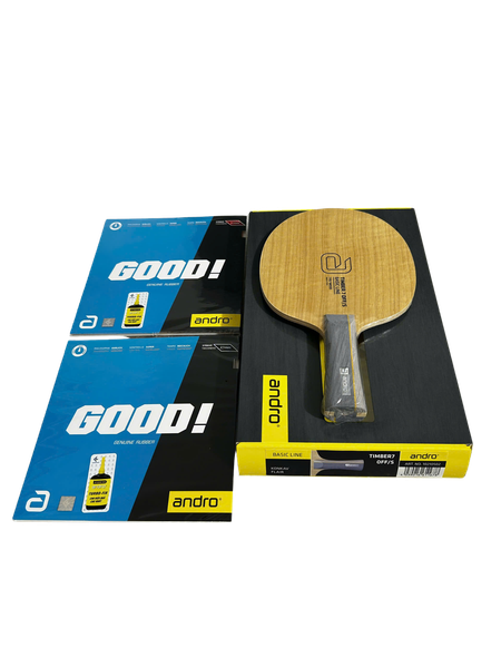 Combo cốt vợt Andro Timber 7 OFF/S kết hợp đôi mặt vợt Andro Good – Nhân Fanciko