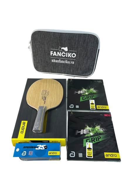 Combo cốt vợt Andro Timber 7 OFF/S kết hợp đôi mặt vợt Andro Hexer Gri – Nhân Fanciko