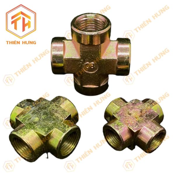 [SẮT] Ngã 4 Ren Trong - Nối 4 Đầu Ren Trong | Sắt xi 7 màu | size 13mm