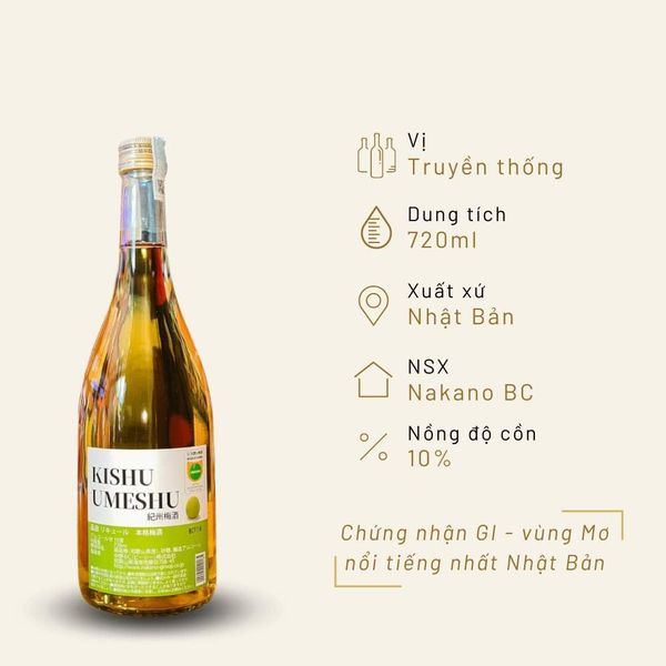 Rượu mơ Nhật Bản Nakano Kishu vị truyền thống 720ml 10% – Tinh Hoa Toàn Cầu