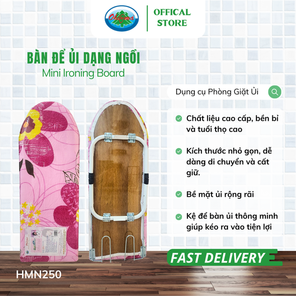 Bàn Để Ủi Đồ Ngồi Gấp Gọn Ohiama Mini Ironing Board HMN250, Cầu Là – Ohiama Eco Friendly