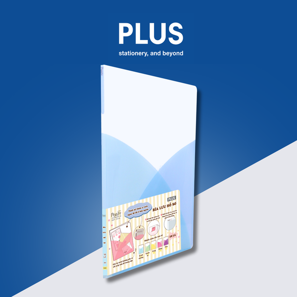 Bìa Đựng Hồ Sơ PLUS Pasty – 10 Lá, Có 2 Túi Cài, Bo Góc An Toàn – Plus Việt Nam - Văn phòng phẩm