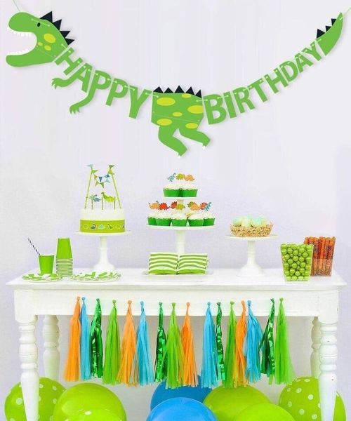Set of Dinosaur HPBD banner kae09 – Party Vui