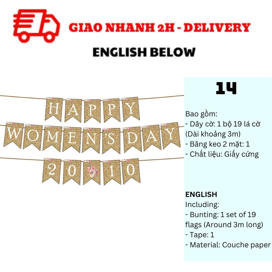 Dây Cờ Ngày Phụ Nữ Việt Nam 20-10 Happy Women's Day Bunting PNVN24 ...