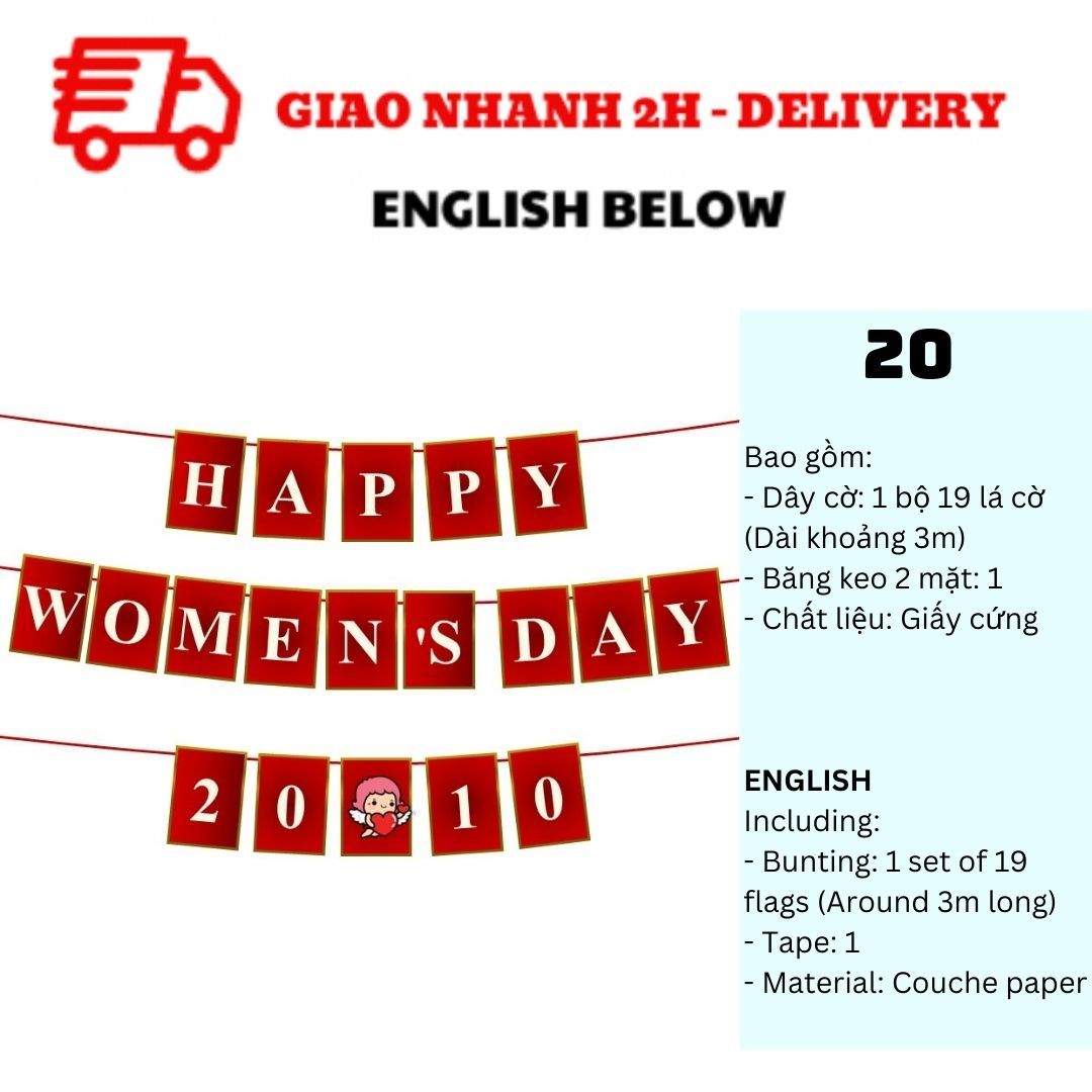 Dây Cờ Ngày Phụ Nữ Việt Nam 20-10 Happy Women's Day Bunting PNVN24 ...
