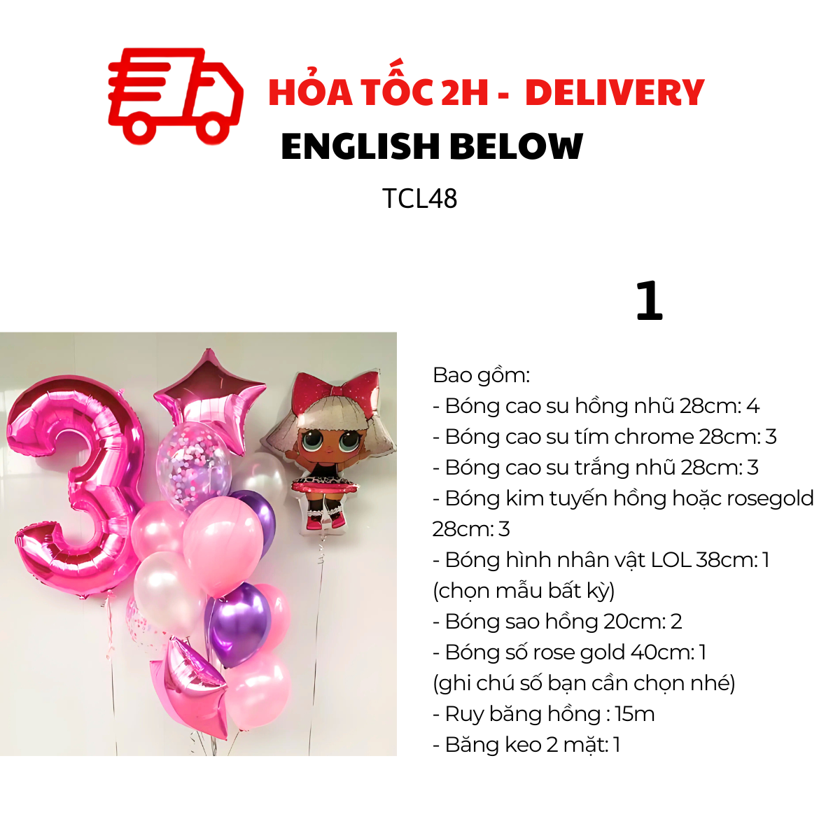 Bộ Bóng LOL Surprise Màu Hồng - LOL Surprise Balloon Set TCL48 – Party Vui