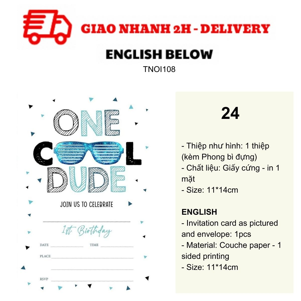 Thiệp Mời Thôi Nôi Nhiều Mẫu - 1st Birthday Invitation Card TNOI108 ...