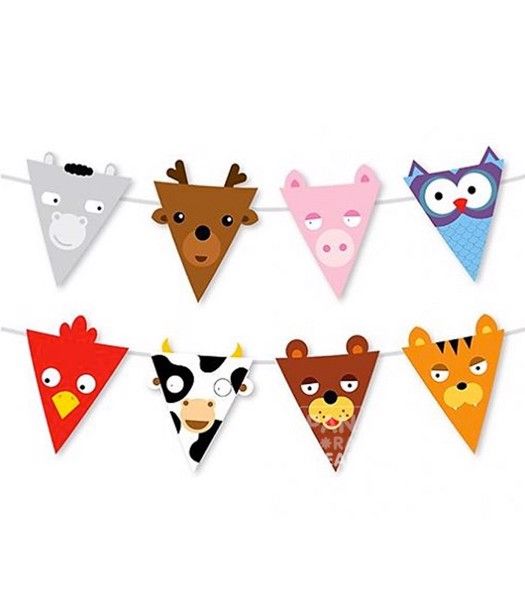 Triangle animal bunting – Party Vui