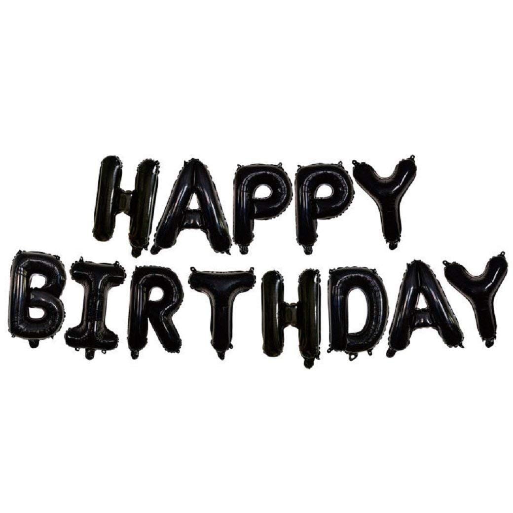 Bong bóng chữ Happy Birthday màu đen 40cm – Party Vui