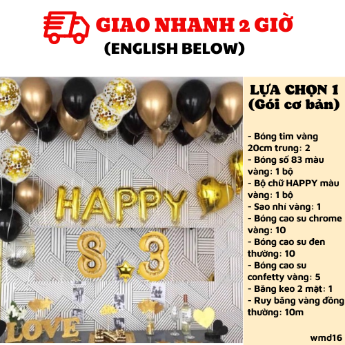 Bộ Bóng HAPPY 8-3 Trang Trí Ngày Quốc Tế Phụ Nữ 8/3 Màu Vàng Đen WMD16 ...