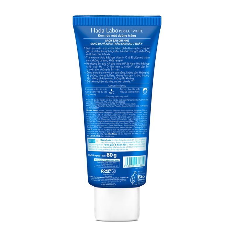 Sữa Rửa Mặt Hada Labo Dưỡng Trắng Da 80g – THẾ GIỚI SKINFOOD