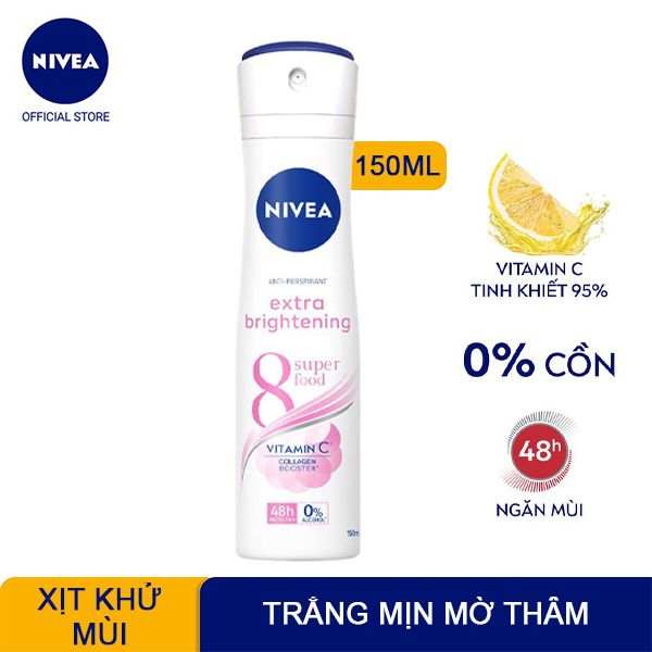 Xịt Khử Mùi Trắng Mịn & Mờ Thâm Nivea Extra Whitening Spray 150ml – THẾ ...