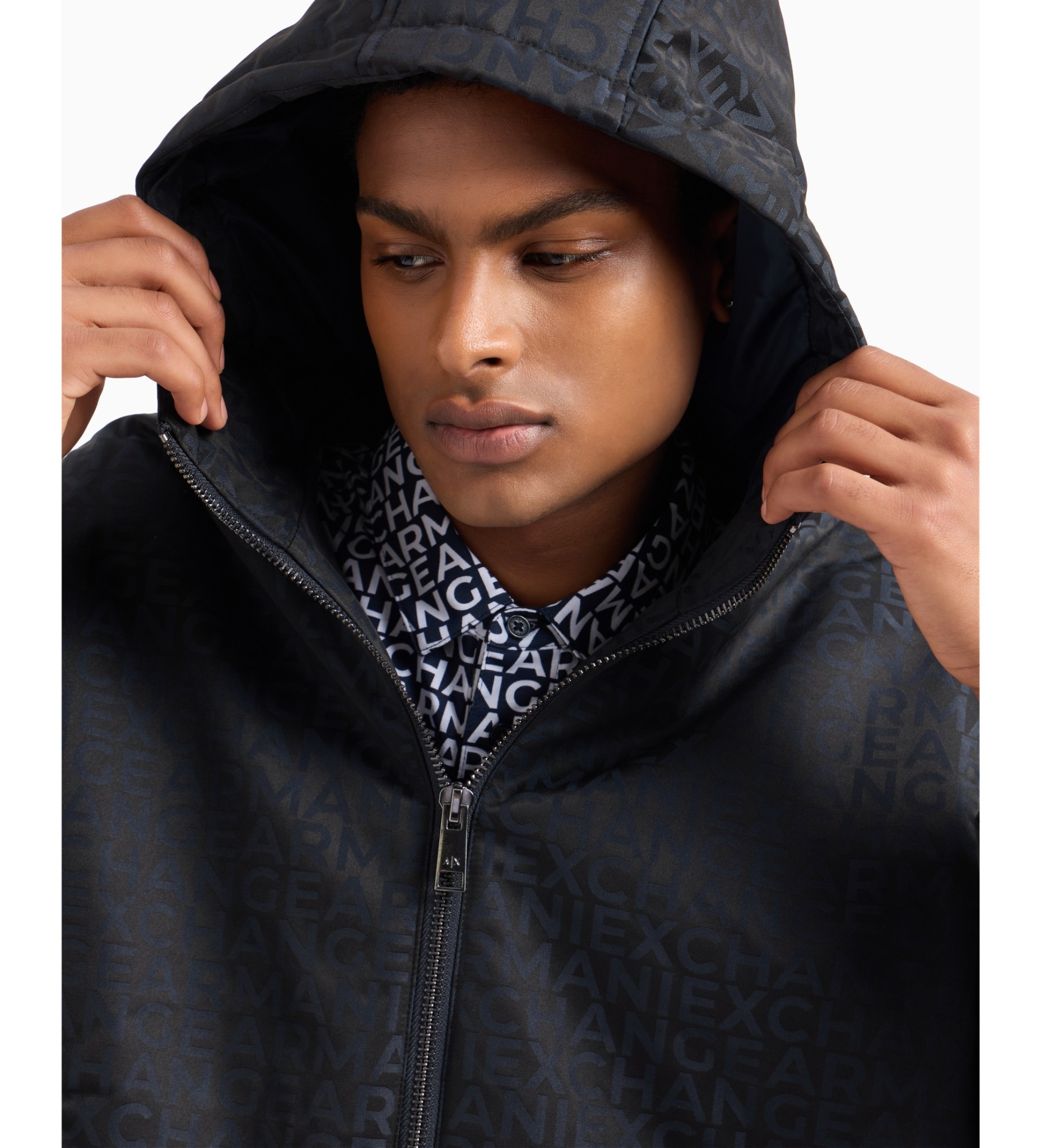 Armani Exchange - Áo khoác nam Men's Blue Puffer Jacket with Armani Exchange - Áo khoác nam Men's Blue Puffer Jacket with