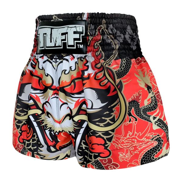 Quần TUFF Muay Thai Boxing Shorts Dragon King in Red | Boxing Saigon