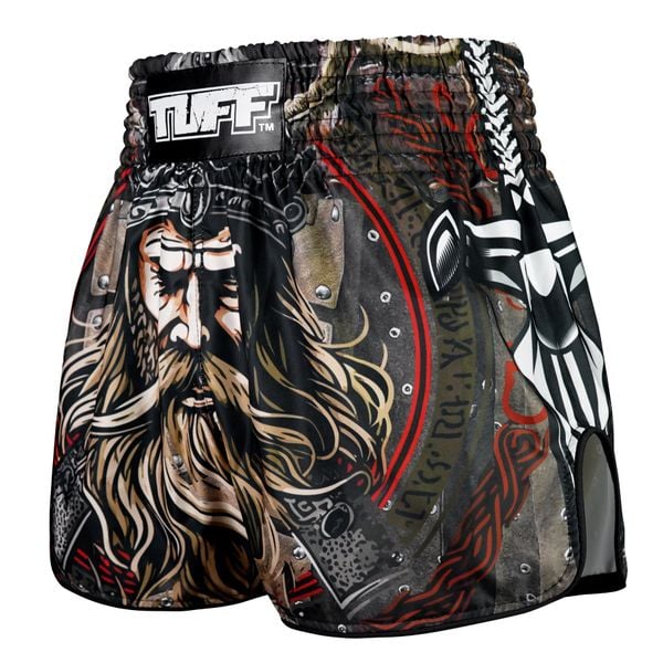 Quần TUFF Muay Thai Boxing Shorts High-Cut Retro Style "Berserker's Fu ...