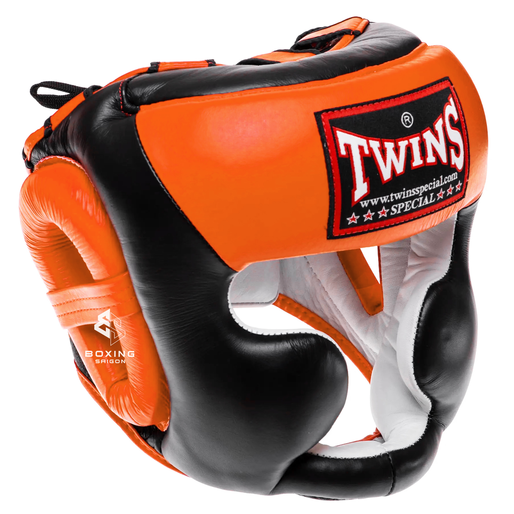 Bảo Hộ Đầu Twins HGL3-2T Sparring Headguard - Black/Orange | Boxing Saigon