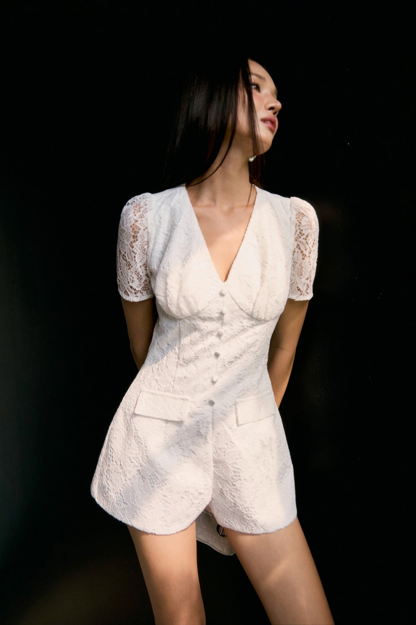 Jumpsuit Short Sleeve Lace Romper – Ren Cotton Phối Phi T… – SomeHow