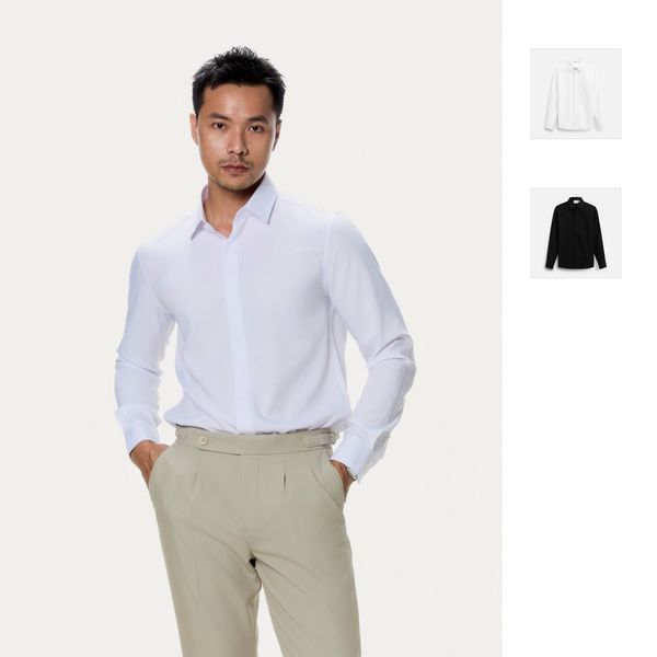 Áo Sơ Mi Basic Hid Buttons White Label – SomeHow