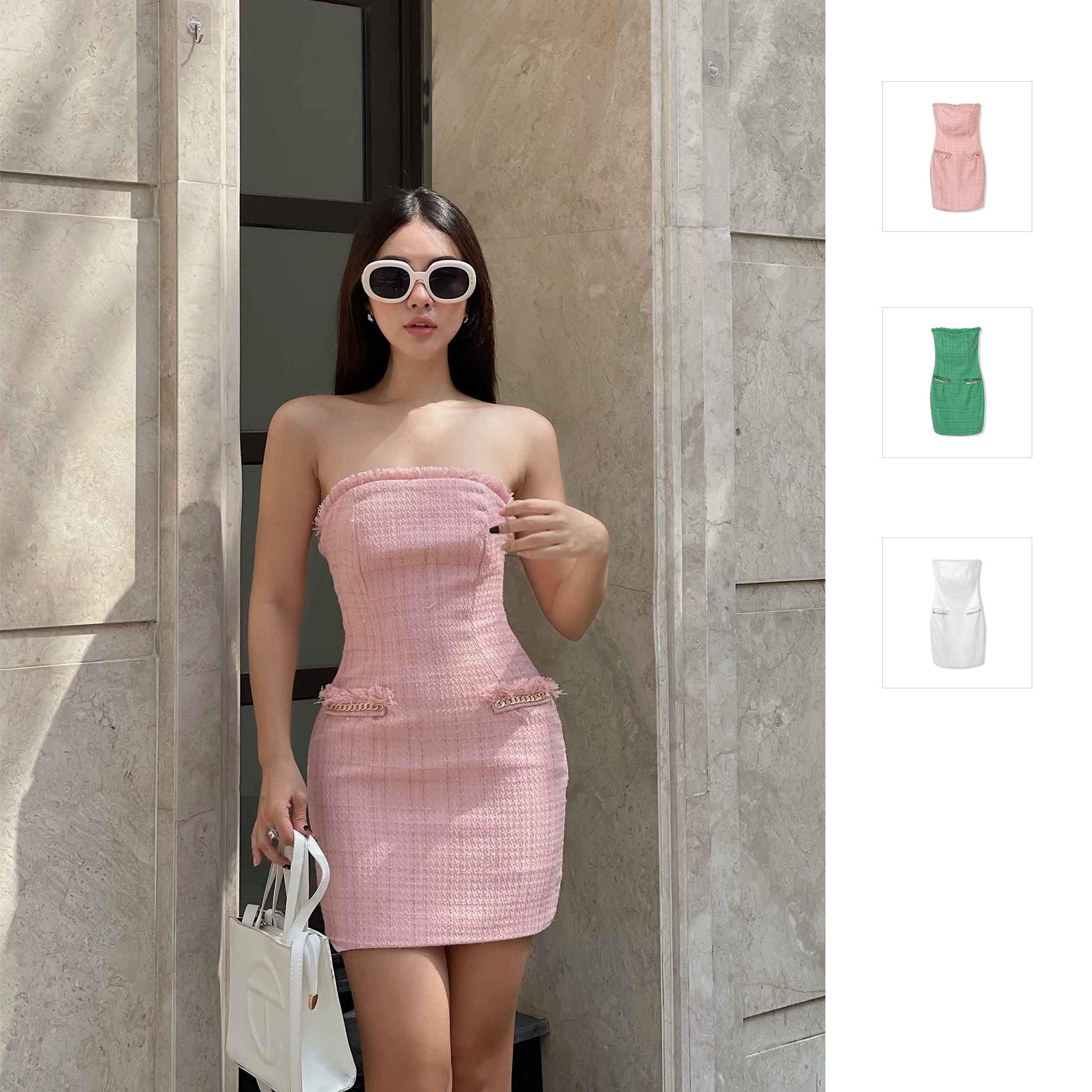 Đầm Ngắn Strapless Golden Chain – SomeHow