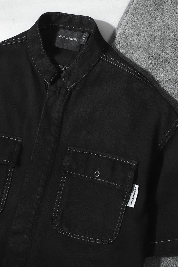 Set Shirt Short Denim Stand Col – SomeHow