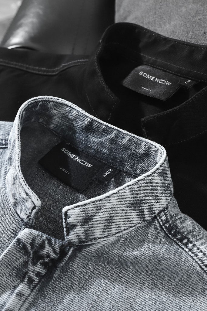 Set Shirt Short Denim Stand Col – SomeHow