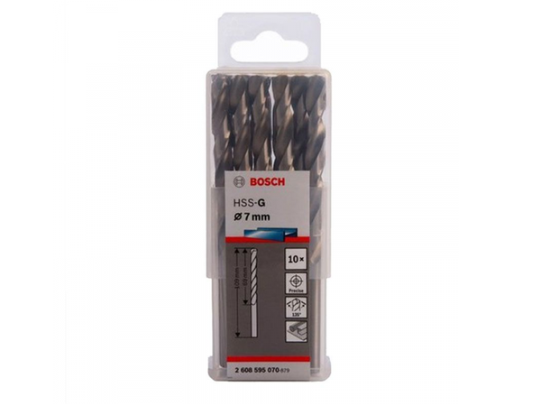 Mũi khoan sắt BOSCH HSS-G 7mm (hộp 10 mũi) / 2608595070 – minhtriet.com.vn