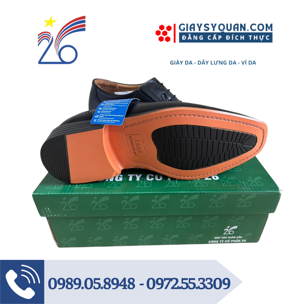 GIÀY SĨ QUAN CÔNG TY 26 G20-02 (KIỂU GIÀY QUÂN ĐỘI CẤP TƯỚNG ĐẾ VÀNG ...