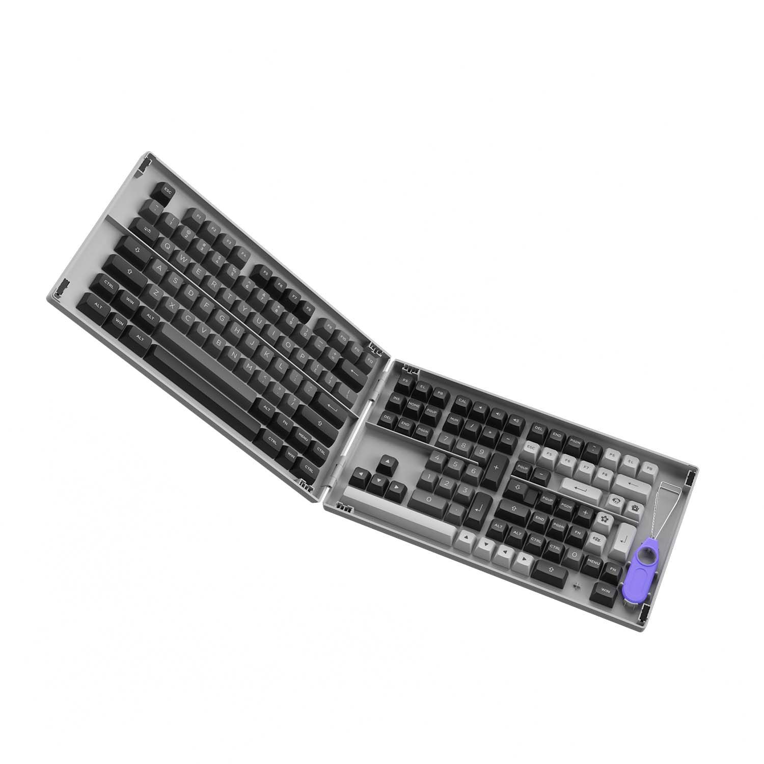 AKKO Keycap set – Black & Silver ( PBT Double-Shot / ASA profile / 197 ...