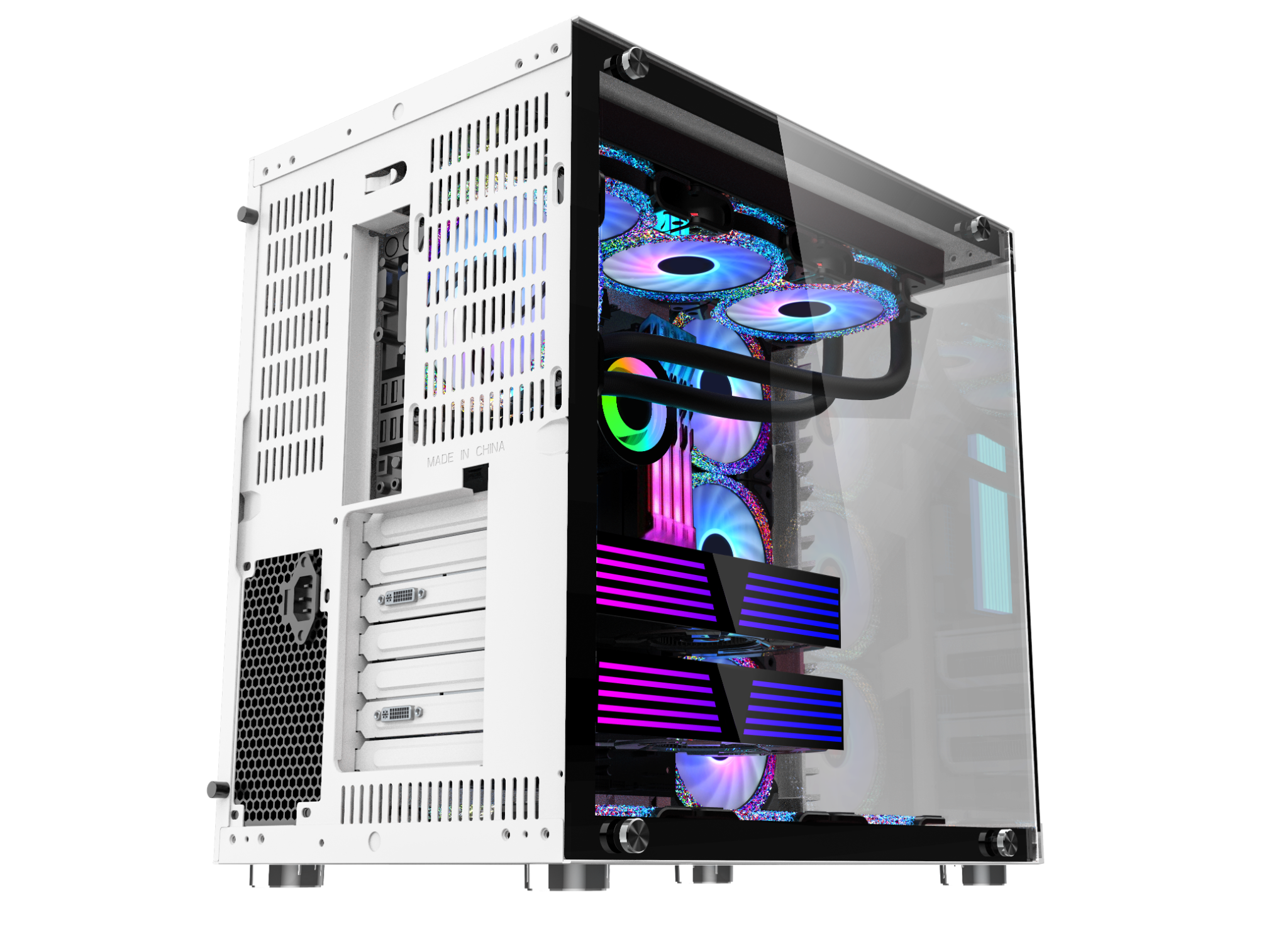 Case Máy Tính - LV07 - Black - White - Pink - Thế Giới Gear PC, Gaming Gear, Phụ kiện Gaming