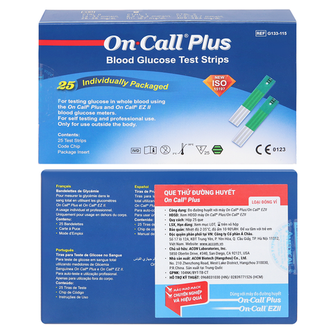 Que thử đường huyết OnCall Plus (25 que) que rời – Dụng cụ y khoa thẩm mỹ Tuấn Kiệt