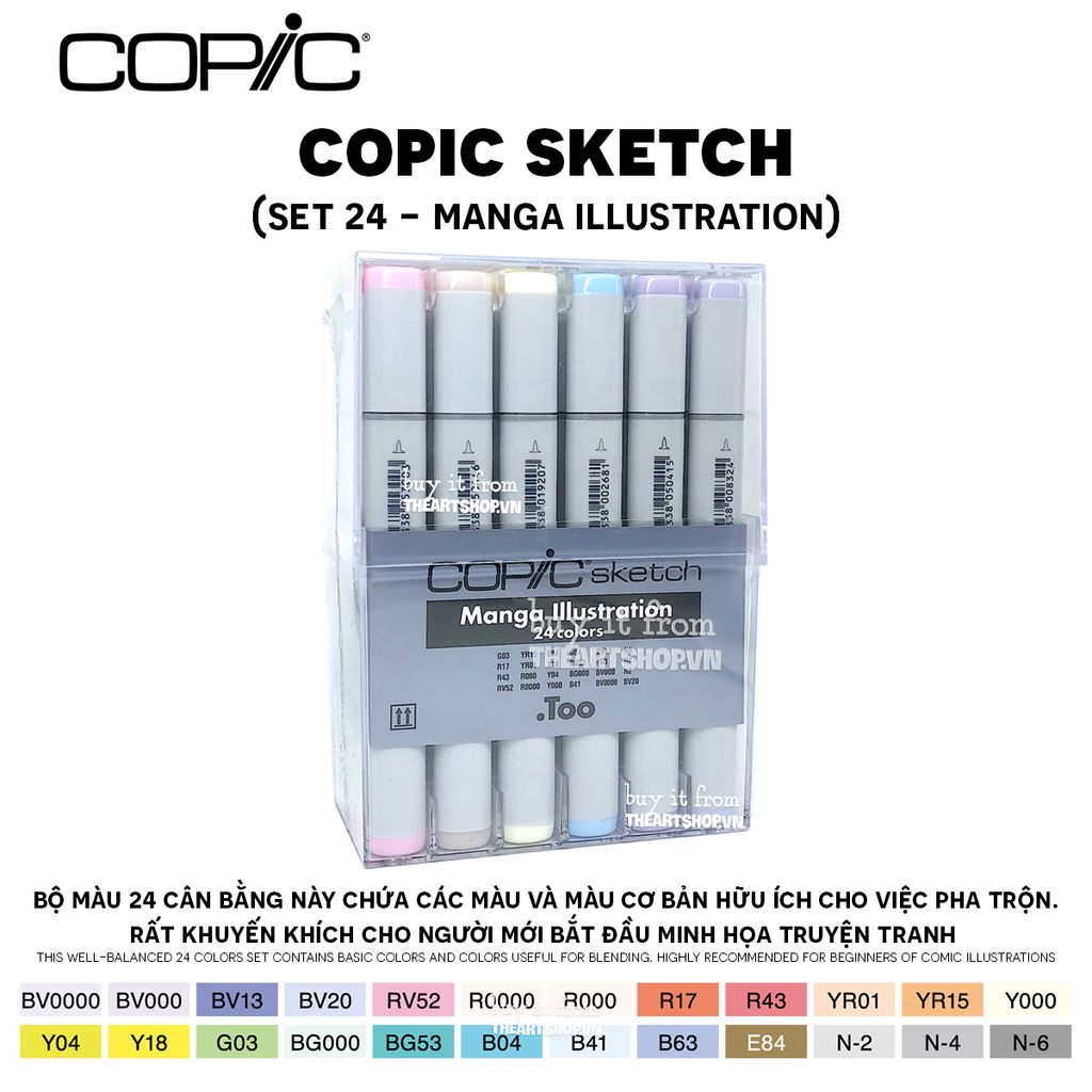 Bộ marker COPIC 24 màu - COPIC Sketch Marker 24 colors – THEARTSHOP.VN