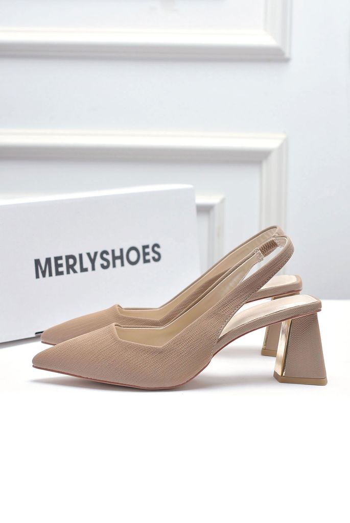 Giày Cao Gót Slingback Nâu Vintage Sang Trọng, Giày Cao Gót Big Size ...