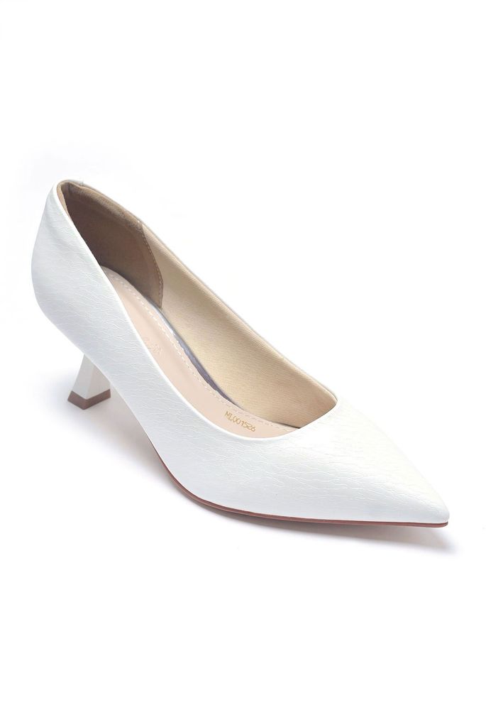 Giày Cưới Cô Dâu Đế Thấp, Giày Cao Gót Trắng Mũi Nhọn - Giày Nữ Merly