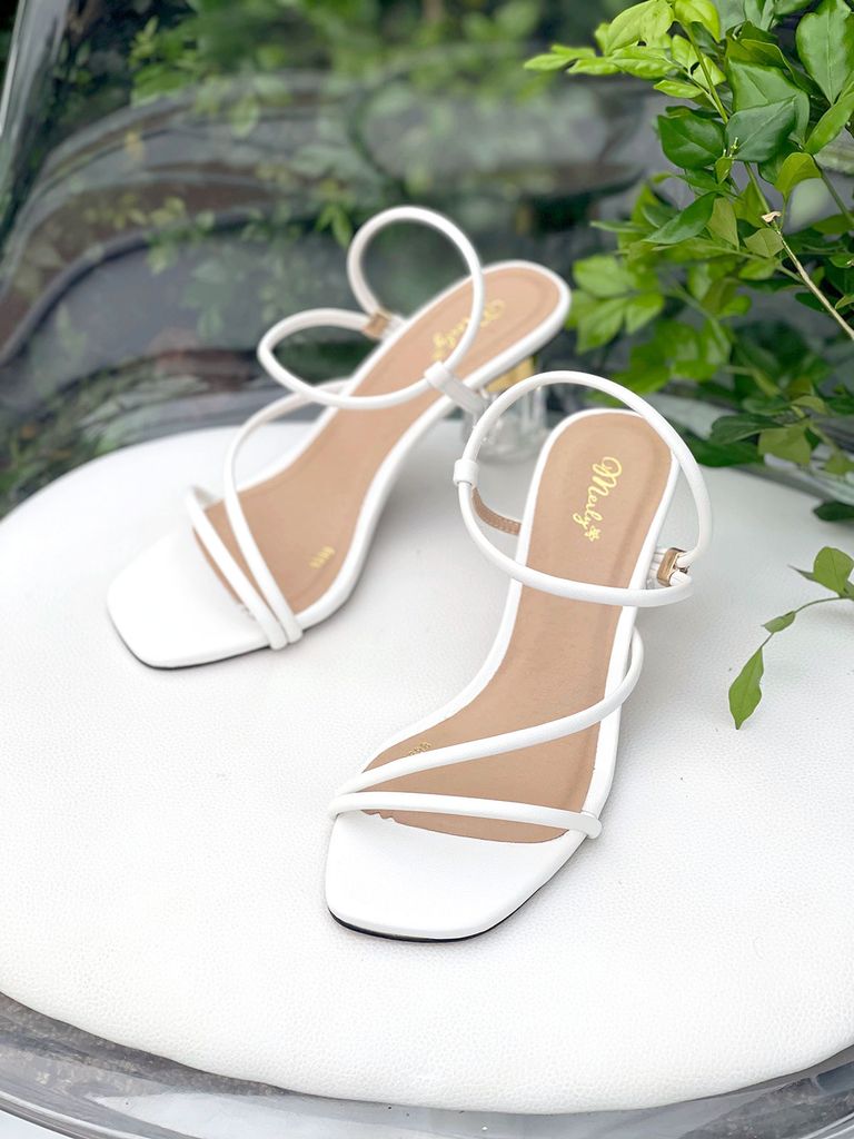 Sandal Cao Gót Trắng Quai Mảnh, Gót Trong Suốt, Giày Cao Gót 7cm - Giày ...
