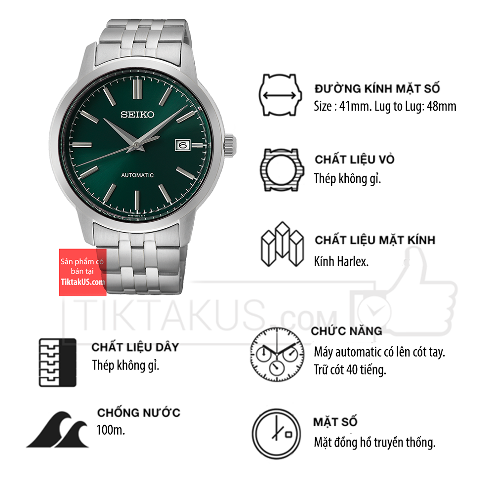 Seiko SRPH89 - đồng hồ nam Seiko Automatic Size 41mm SRPH89K1 - Tiktakus