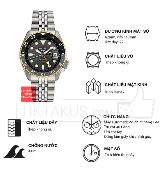 Đồng hồ nam Seiko 5 Sport GMT Special SSK021 Made In Japan SSK021J1 ...