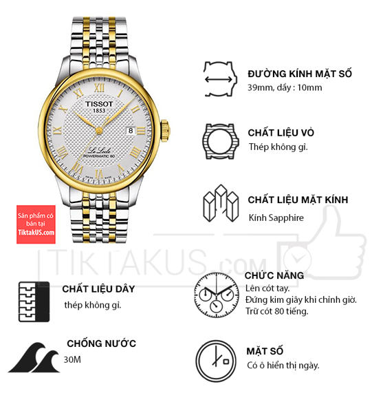Đồng hồ nam Tissot Le Locle T006.407.22.033.01 (T0064072203301) - Tiktakus
