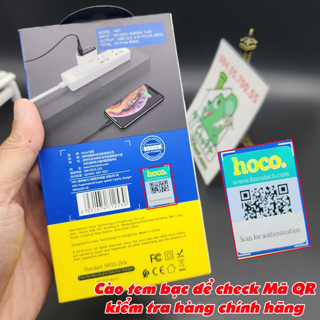 Sạc HOCO HK1 3 cổng USB dòng 5A, có màn hình LCD đo dòng – Shop Tí Chuột