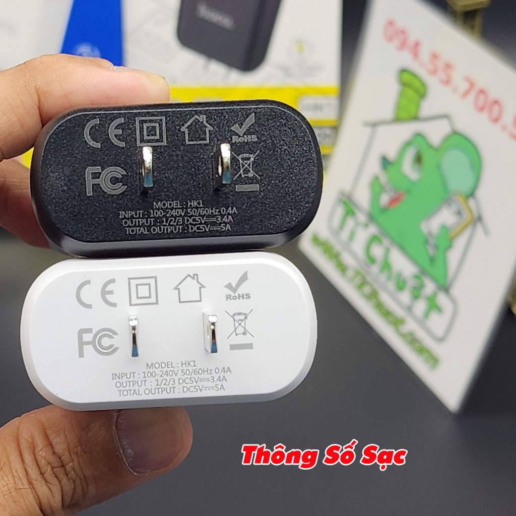 Sạc HOCO HK1 3 cổng USB dòng 5A, có màn hình LCD đo dòng – Shop Tí Chuột