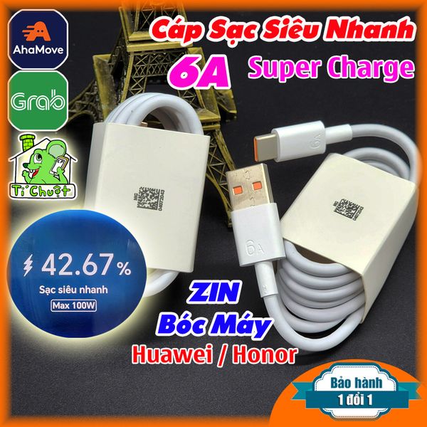 Cáp Sạc Siêu Nhanh 6A Huawei Honor SuperCharge Lõi Màu Cam ZIN Chính H ...