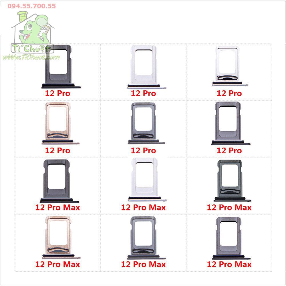 Khay sim iPhone 12 Pro/ 12 Pro Max bản 1 SIM/ 2 SIM ZIN có Ron Chống N ...