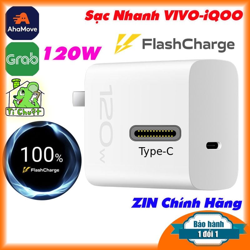 Sạc Nhanh Flash Charge 120W Cổng PD USB-C VIVO / iQOO ZIN Chính Hãng – Shop Tí Chuột