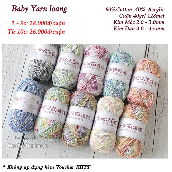 Len Baby Yarn loang đan móc trang phục, phụ kiện cho bé. – Hoa Tay Handmade