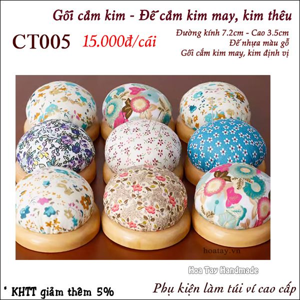 Gối cắm kim - Đế cắm kim may, kim thêu - CT005 – Hoa Tay Handmade