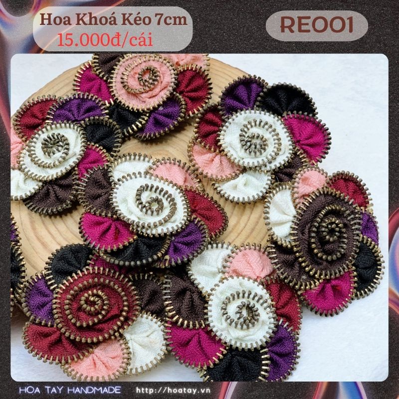 Hoa Khoá Kéo nhiều màu đường kính 7cm - phụ kiện trang trí RE001 – Hoa ...